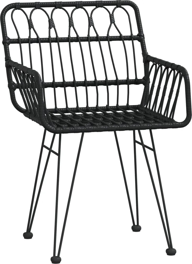 3dílný zahradní jídelní set černý polyratan 3157866