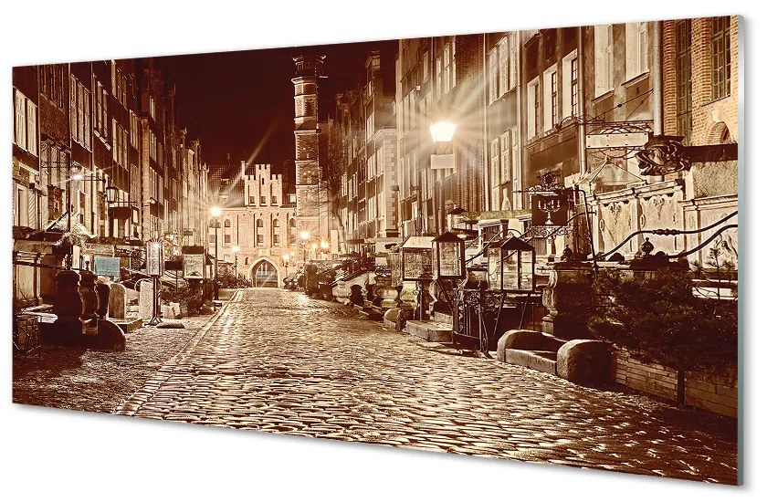 akrylový obraz Gdańsk Staré Město Noční 125x50 cm