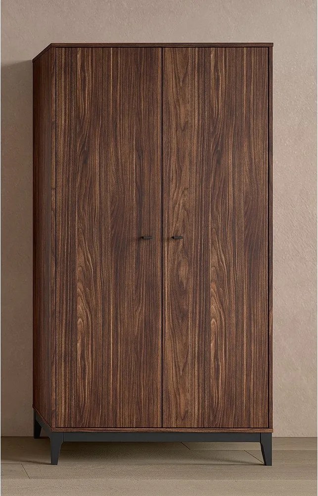 Šatní skříň v dekoru ořechu v tmavě přírodní barvě 100x190,5x55 cm Ilyas – Vipack