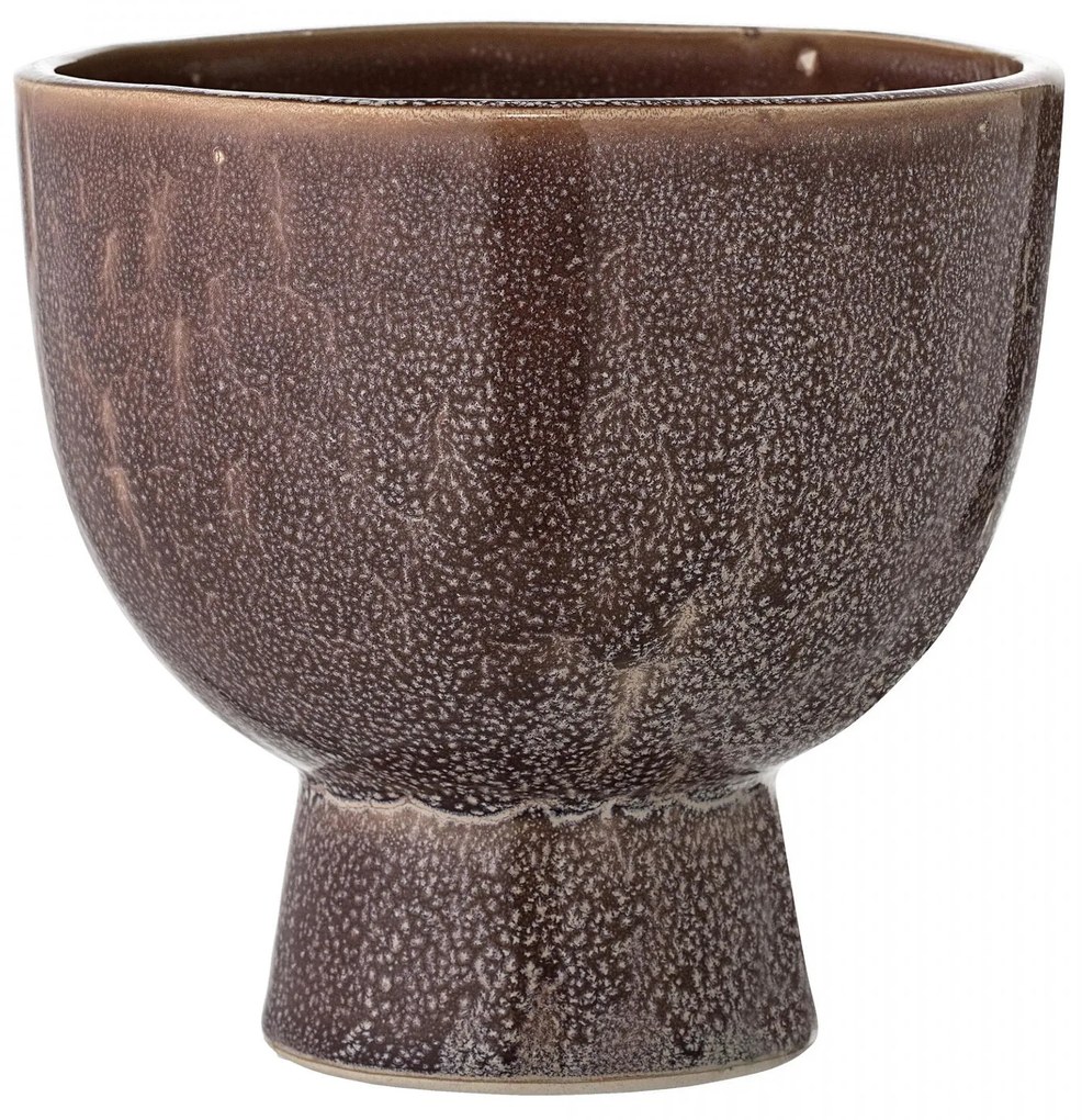 Bloomingville Žíhaný obal na květináč Brown, hnědá barva, keramika 15cmx15cm