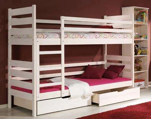 Dolmar Dřevěná dětská patrová postel s úložným prostorem Darek