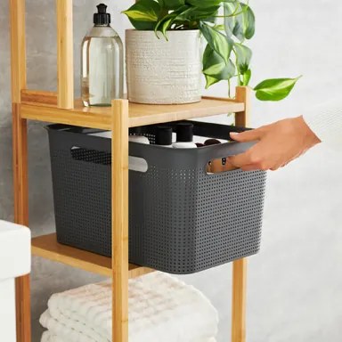 Rotho Úložný box s víkem a s madly BRISEN 16l, 36x26,2x21cm, černý