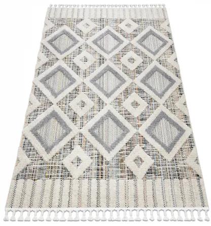 koberec SEVILLA Y523C diamanty šedá / žlutá střapce, Berber, Maro velikost 140x190 cm | krásné koberce cz