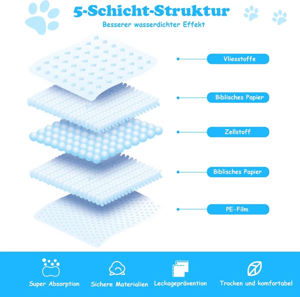 Costway Výcviková podložka pro psy puppy pad puppy hygienické podložky 100 kusů