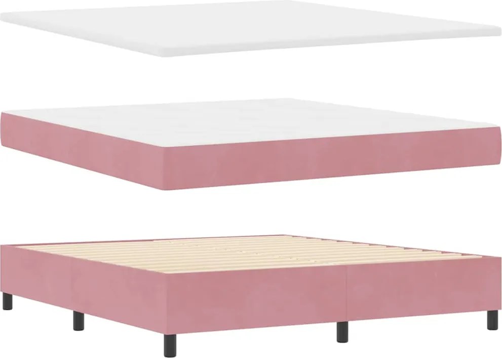 Postel s boxspringem s čelo Růžová 180 x 200 cm samet 3339853