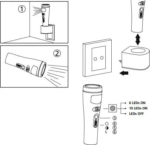 Noční lampa LED s pohybovým senzorem, 2v1, svítilna, bíllá