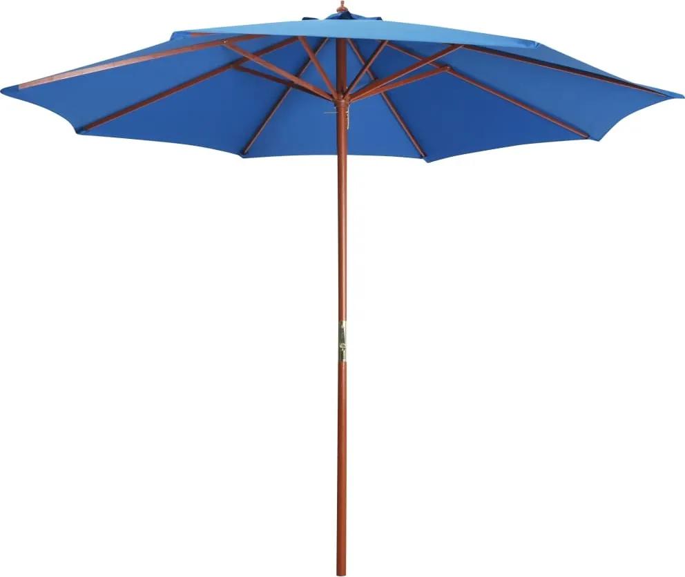 vidaXL Slunečník s dřevěnou tyčí 300 x 258 cm [47124] Barva: Modrá
