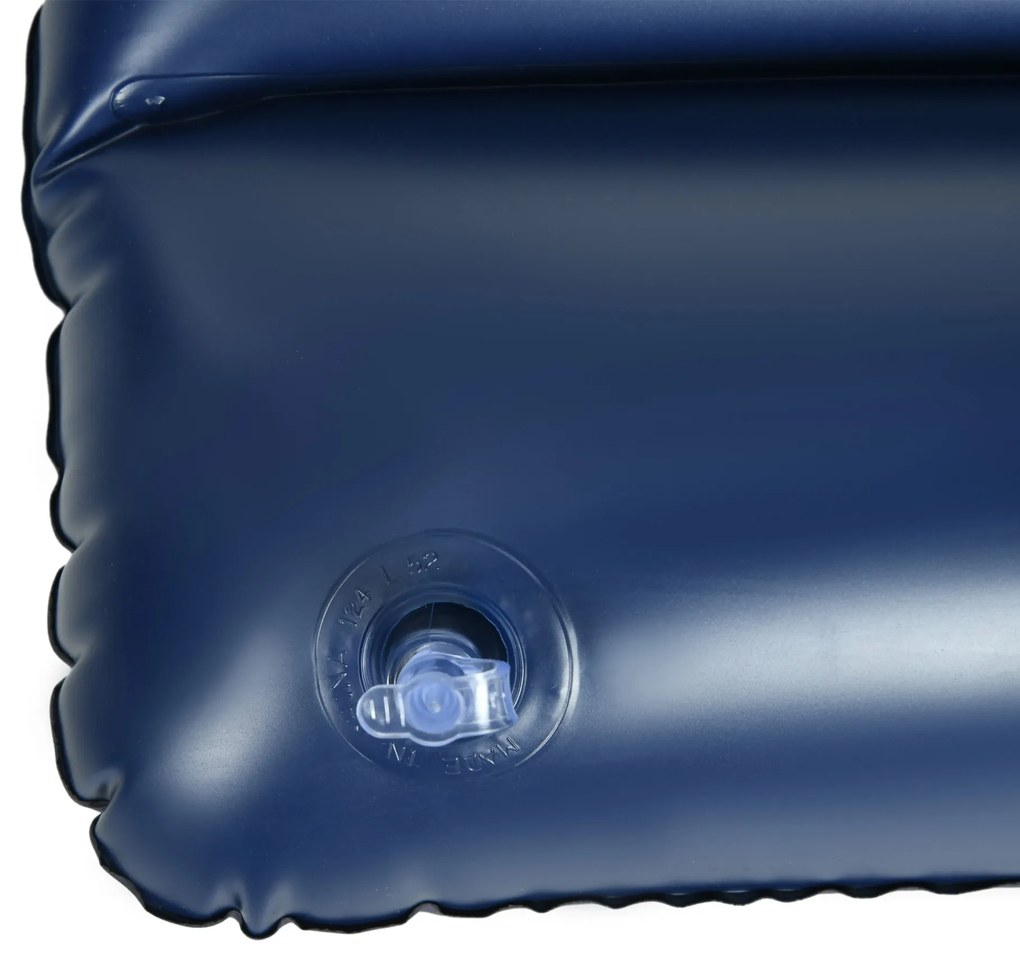 Nafukovací matrace Outsunny Double Air Mattress s ruční pumpou a polštářem, modrá 203x152x22cm pro kempování a hosty | Aosom.de