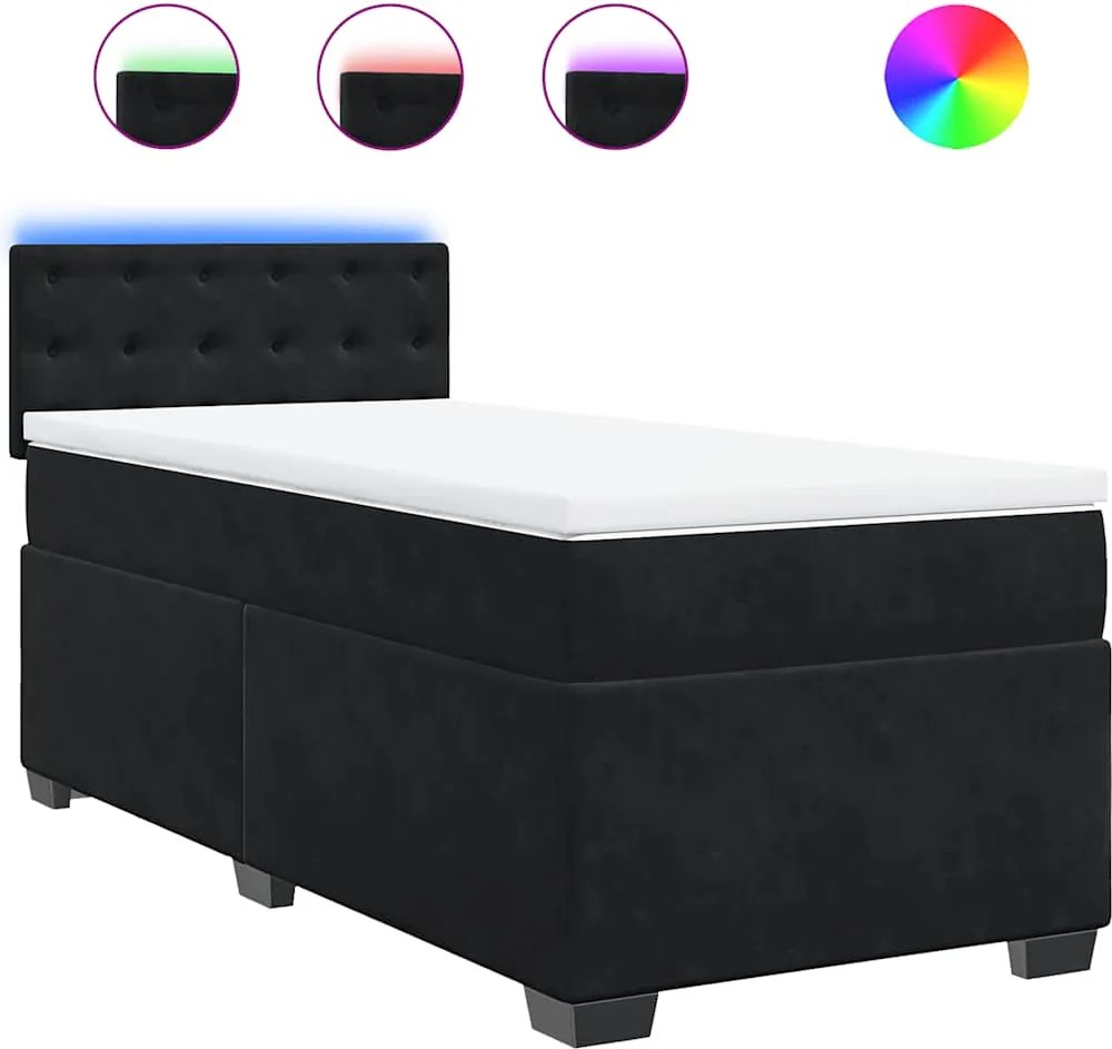 Box spring postel s matrací černá Single samet 3288775