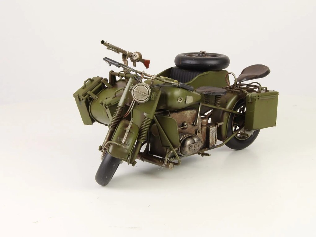 Plechový model - Armádní motocykl URAL s postranním vozíkem