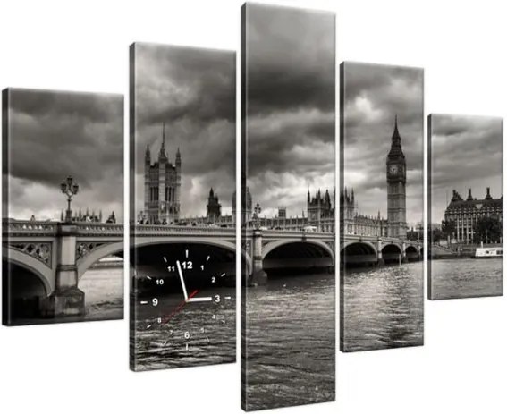 Tištěný obraz s hodinami Most přes Temži Londýn 150x105cm ZP264A_5H