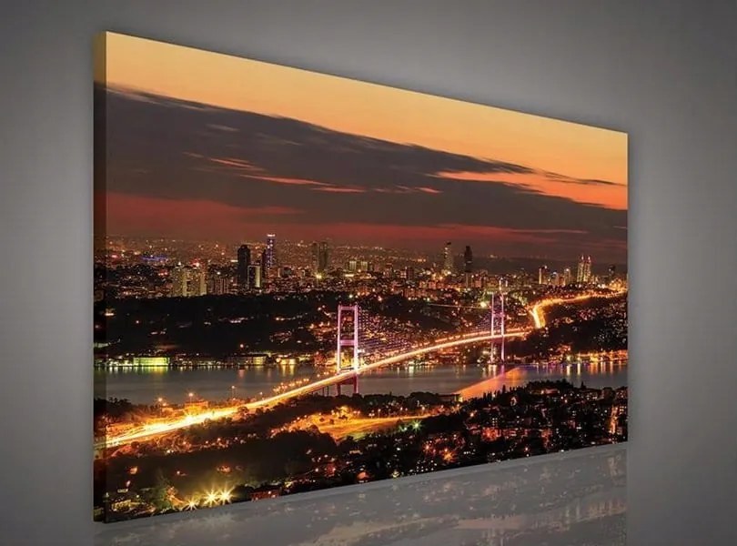 Obraz 100x75 Noční město most osvětlení panorama metropole Istanbul