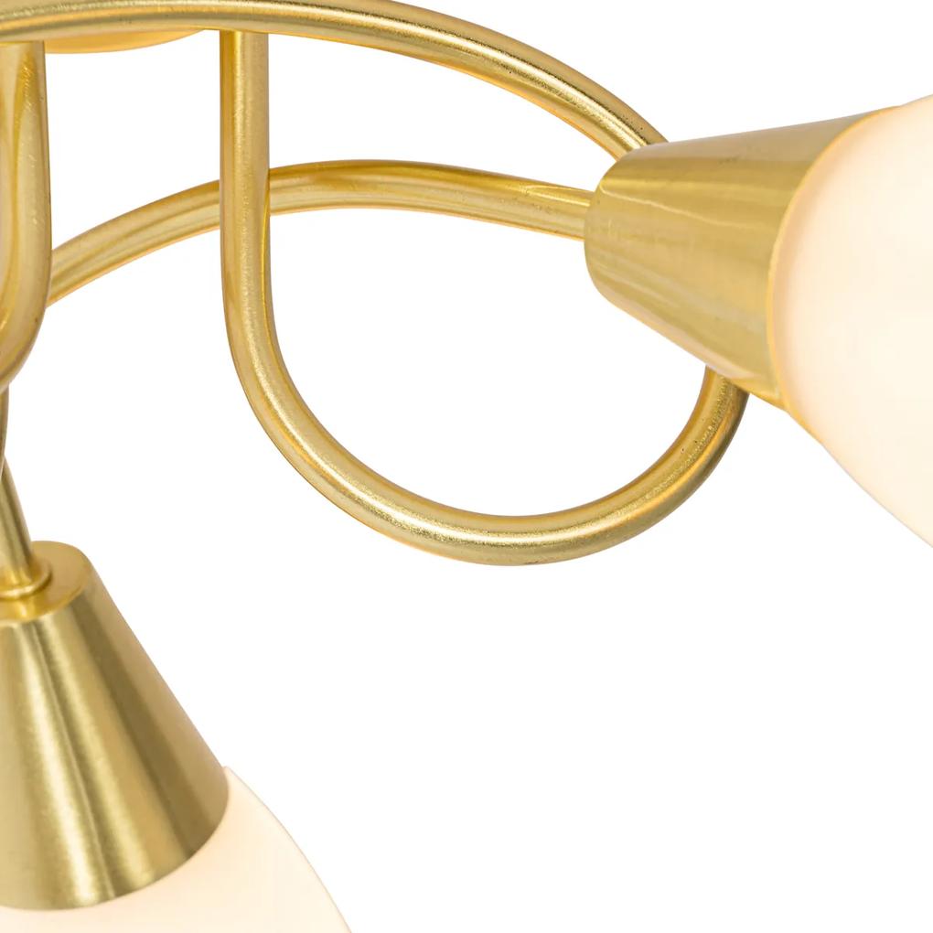 Klasické stropní svítidlo zlaté s opálovým sklem 3-světlo - Inez
