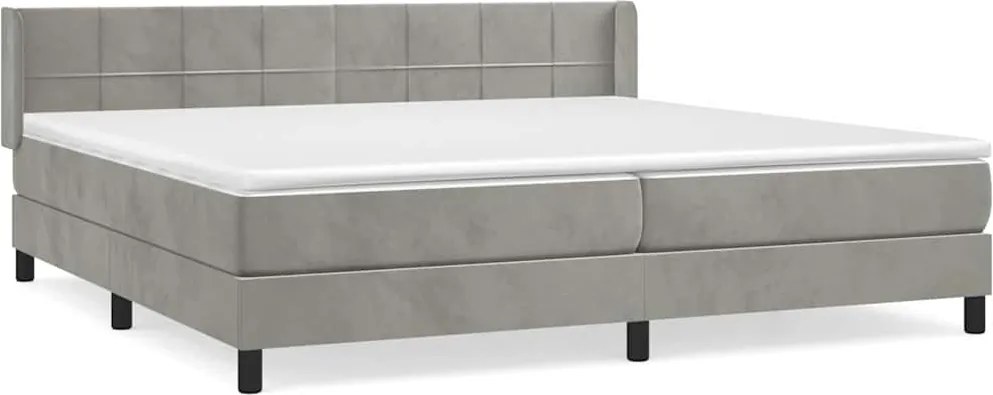 Box spring postel s matrací světle šedá 200x200 cm samet 3130979