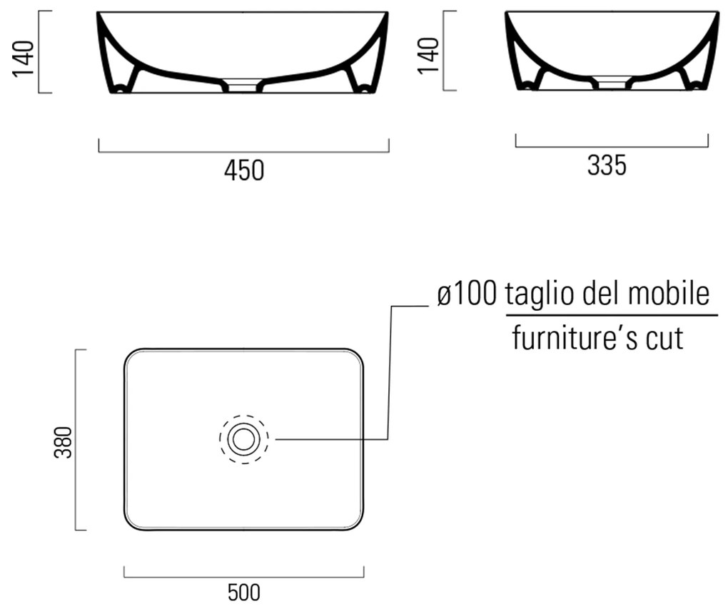 Sapho SAND/NUBES keramické umyvadlo na desku 50x38 cm, ghiaccio mat, 903715