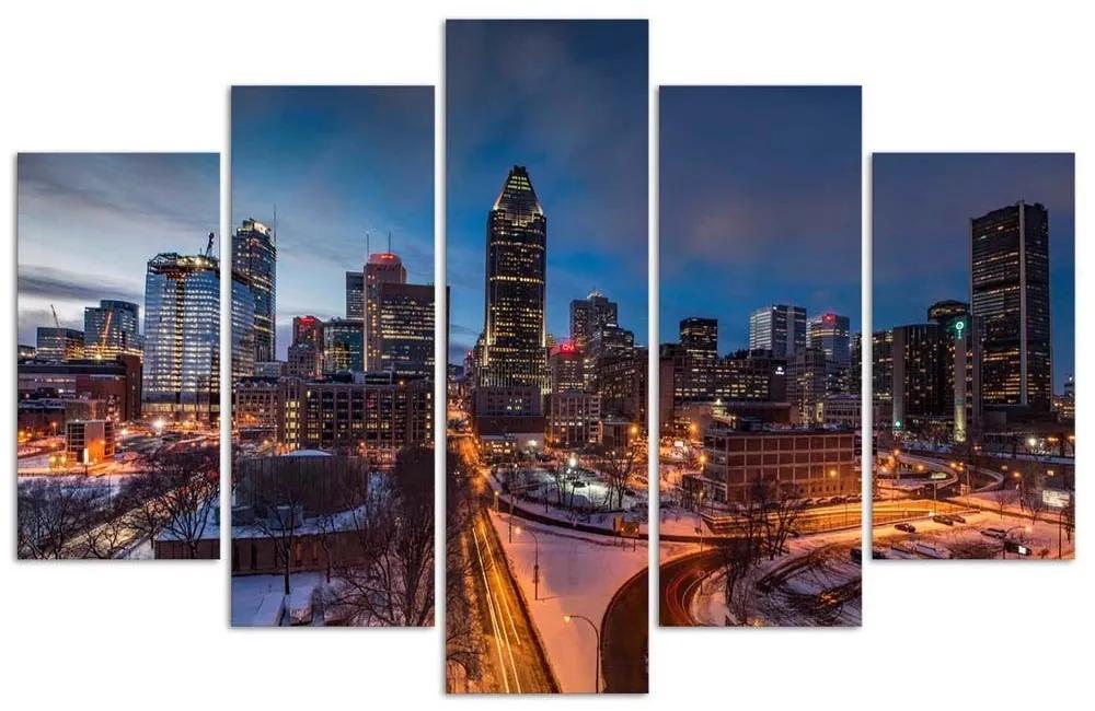 Obraz na plátně pětidílný New York panorama města USA - 150x100 cm