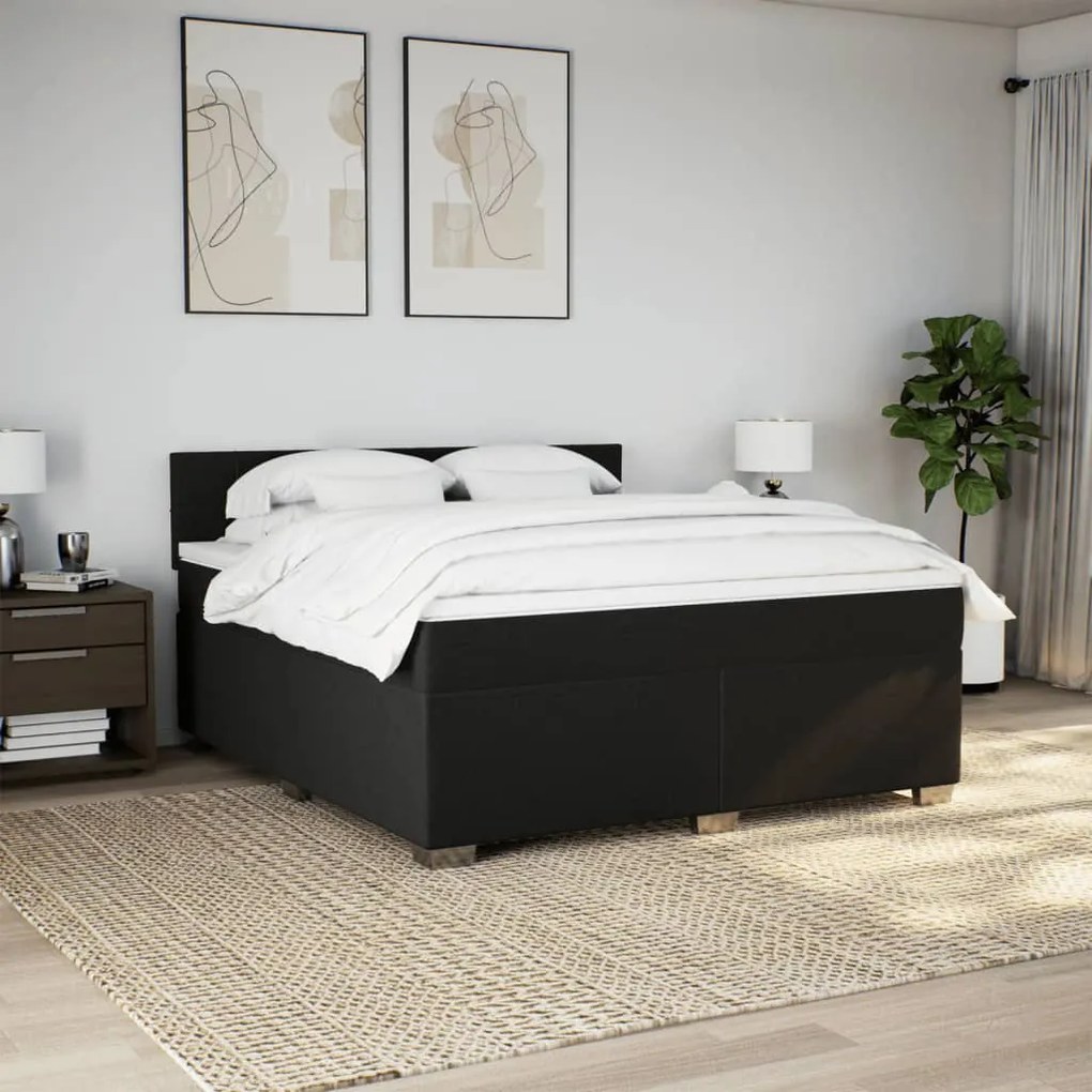 Box spring postel s matrací černá 180x200 cm textil 3285969