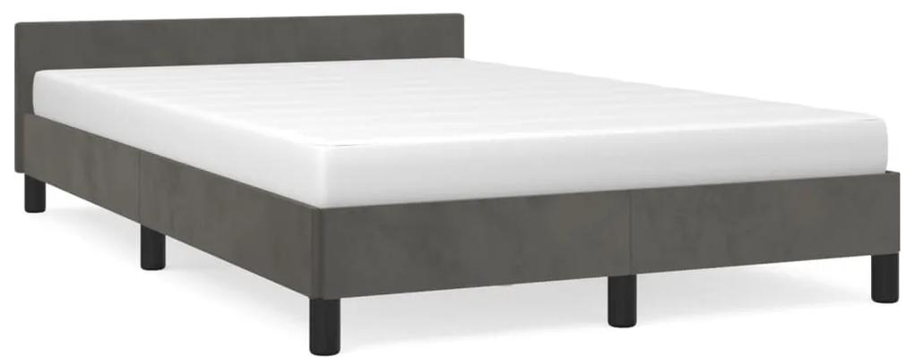 Rám postele s čelem tmavě šedý 120 x 190 cm samet - Default Title