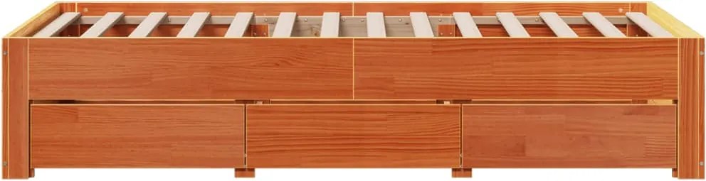 Postel bez matrace se zásuvkami hnědá 75x190 cm masiv borovice 3308830