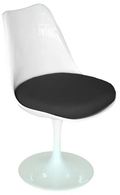 Židle Tulip, bílá/černý sedák
