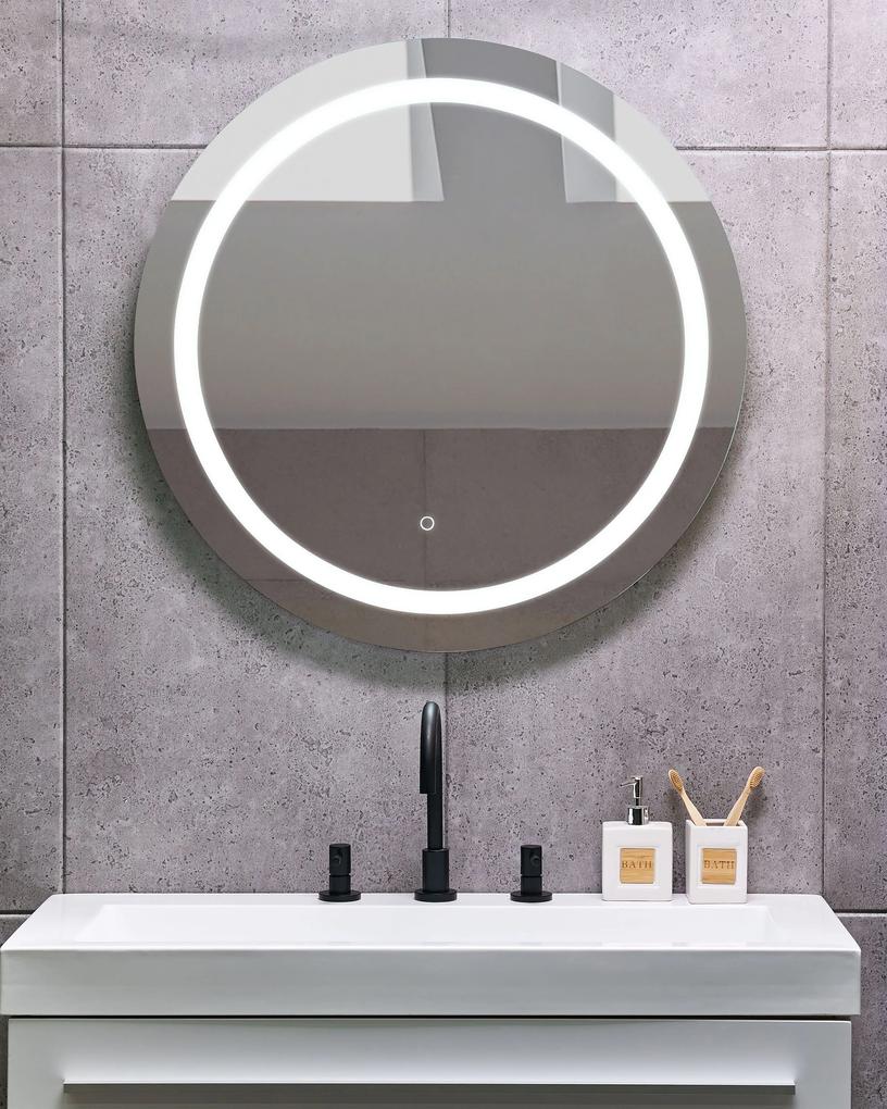 Kulaté LED nástěnné zrcadlo ø 79 cm stříbrné COURSEULLES Beliani
