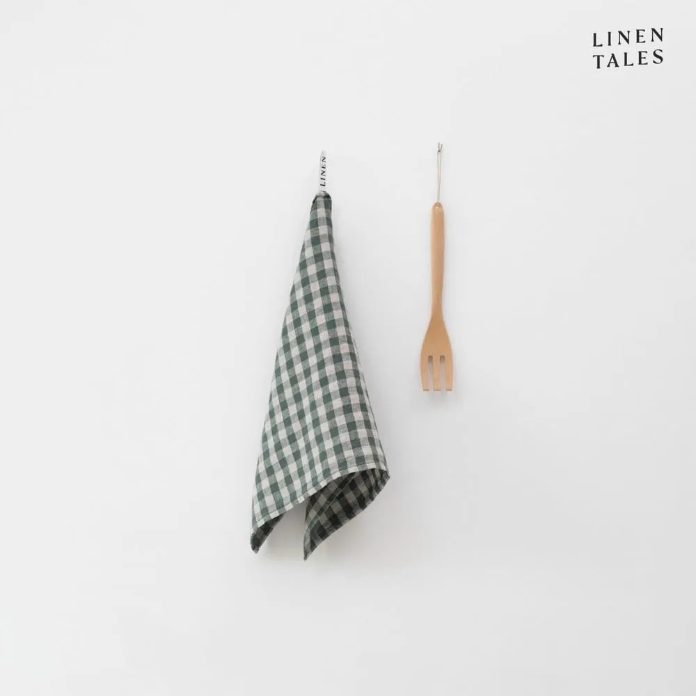 Lněná utěrka 45x65 cm Forest Green Gingham – Linen Tales