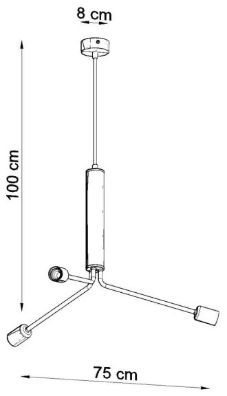 Sollux SL.0303 - Lustr na lanku DUOMO 3D 3xE27/60W/230V černá