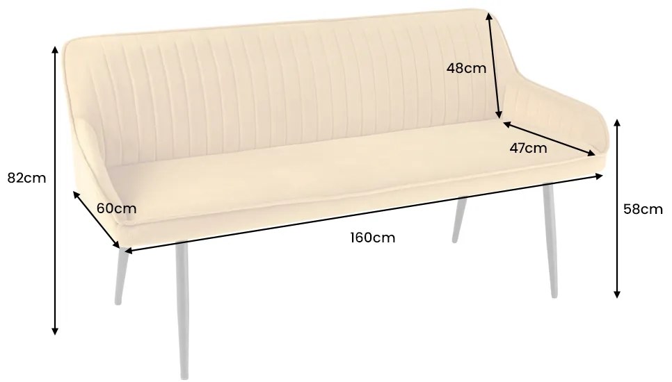 Designová lavice Esmeralda 160 cm hořčičný samet