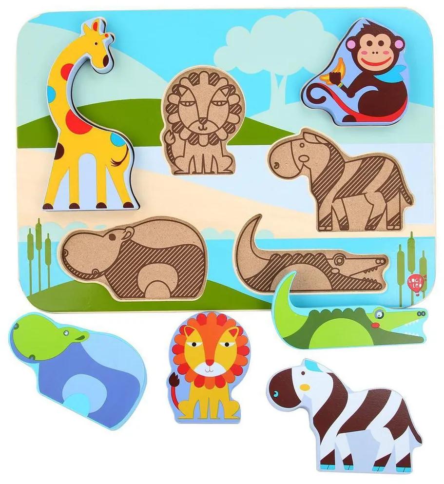 Lucy & Leo Dřevěné vkládací puzzle Zvířátka ze safari