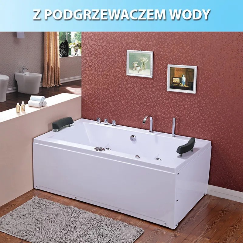 BPS-koupelny Hydromasážní vana RAMONA 640H 180x90 s ohřevem vody