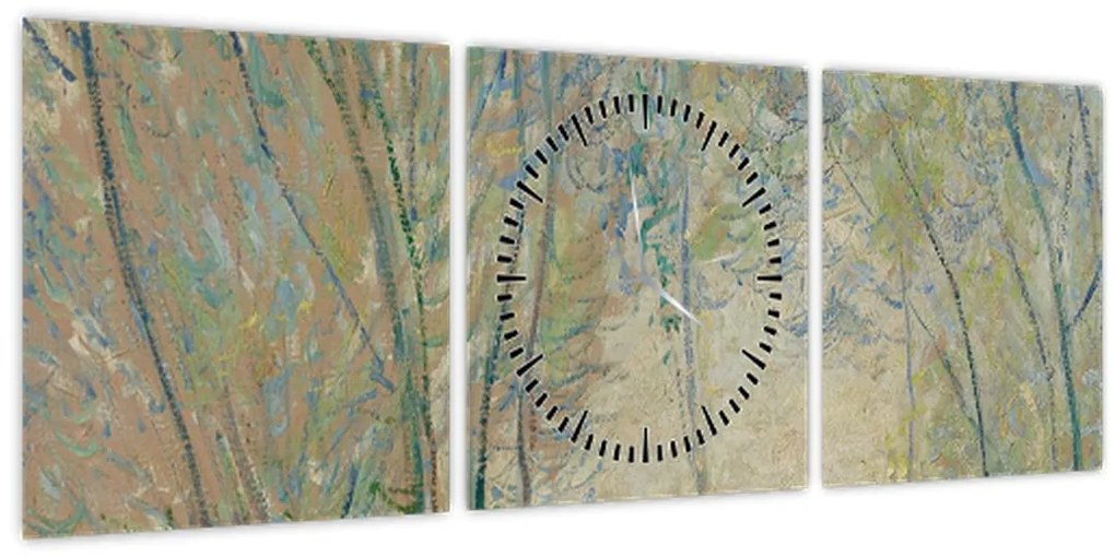 Obraz - Claude Monet, Woman Seated under the Willows, reprodukce (s hodinami) (90x30 cm)