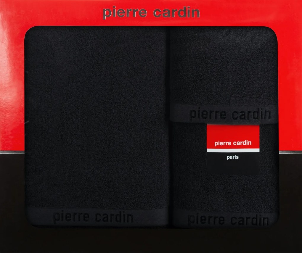 FROTÉ RUČNÍK PIERRE CARDIN EVI SADA 30X50 CM, 50X90 CM, 70X140 CM ČERNÁ