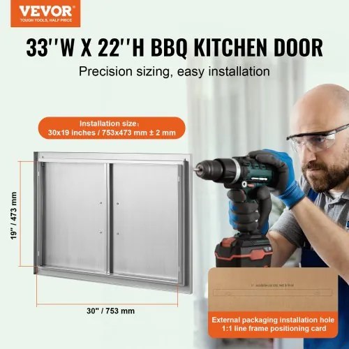 BBQ přístupová dvířka, 838 × 558 mm dvojitá venkovní kuchyňská dvířka