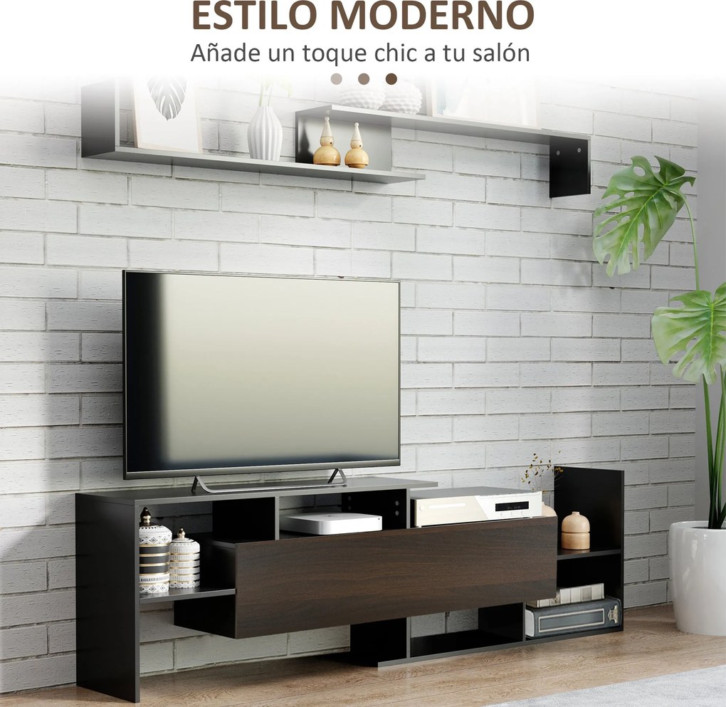 HOMCOM Sada nábytku do obývacího pokoje - Stojany na TV pro TV do 165 cm nebo konzole pro TV do 102 cm se stojanem na TV 153,6x25x42 cm a nástěnnou p…