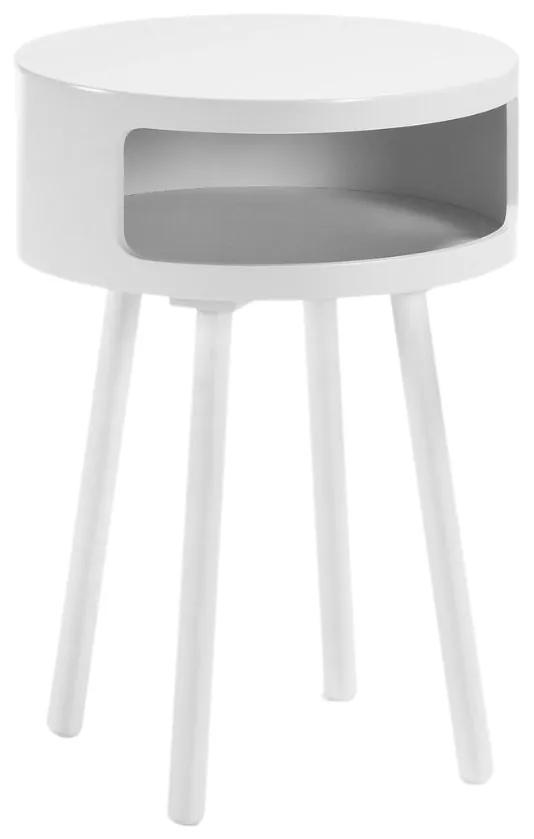 OnaDnes -20% Bílý lakovaný odkládací stolek Kave Home Kurb 40 cm