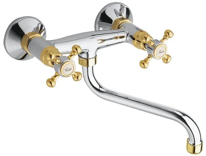 Sapho Antea 3062 dřezová baterie nástěnná 150 mm kohoutková chrom / zlato