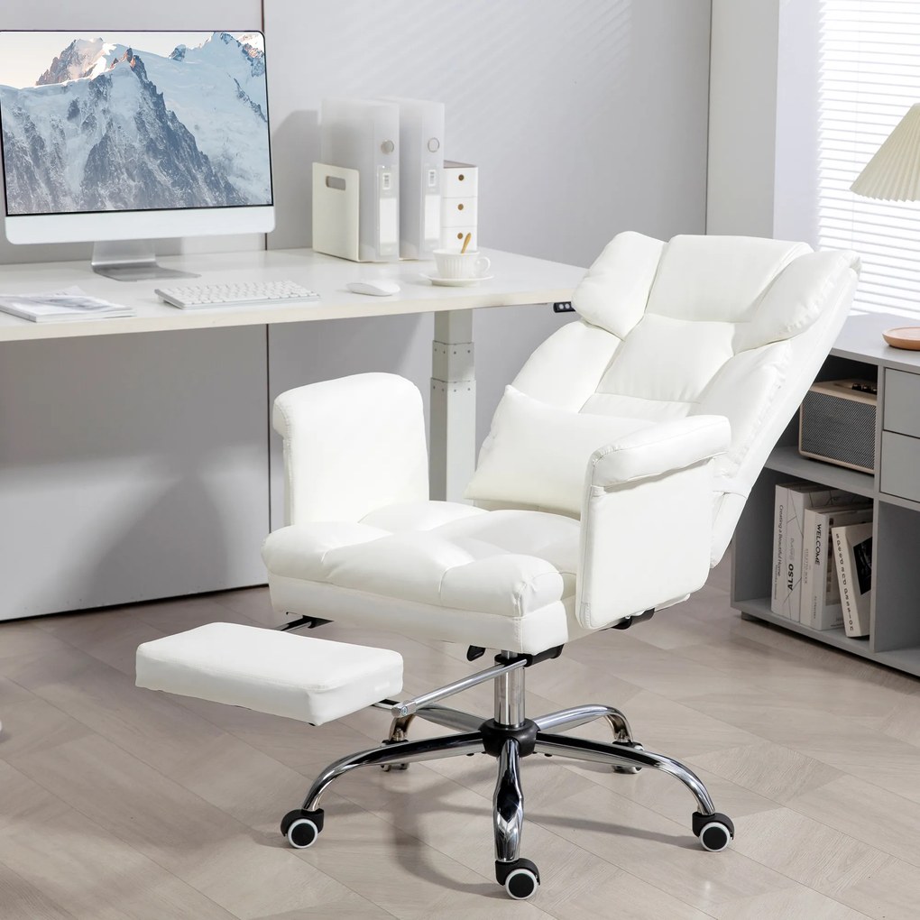 Kancelářská židle HOMCOM, ergonomická kancelářská židle s funkcí polohování, bederní polštář, výškově nastavitelná židle k počítači s podnožkou, otoč…