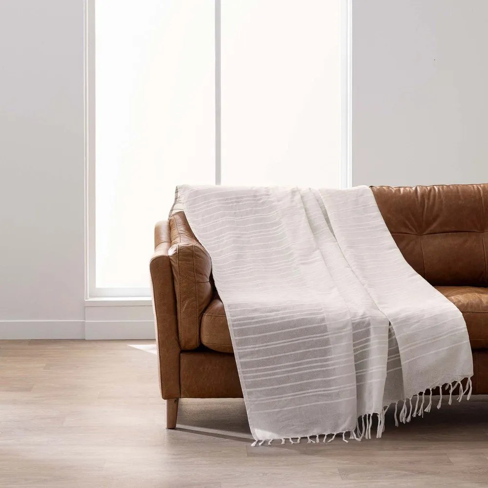Krémový bavlněný přehoz 180x220 cm Lilia – douceur d'intérieur