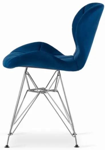 Sametová židle Paris modrá se stříbrnými nohami
