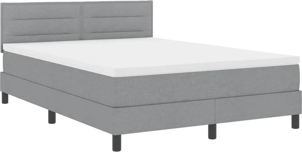 Postel s boxspringem s čelo Světle šedá 140 x 200 cm textil 3338615