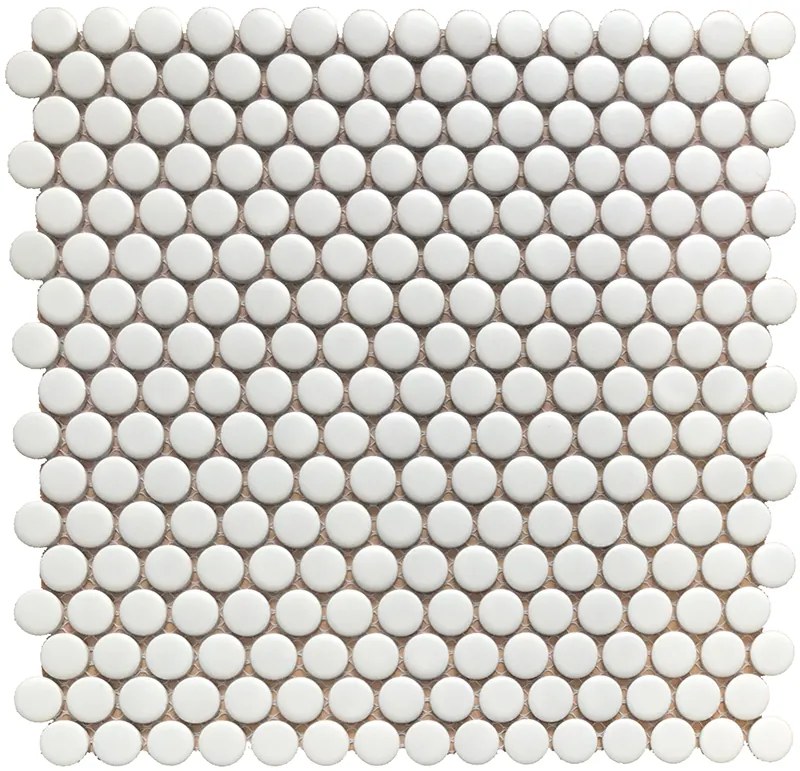 FIN Obklad keramická bílá Mozaika KOLEČKA Bílá Mat kolečka prům. 1,9 (31,5x31) cm - LVKN140