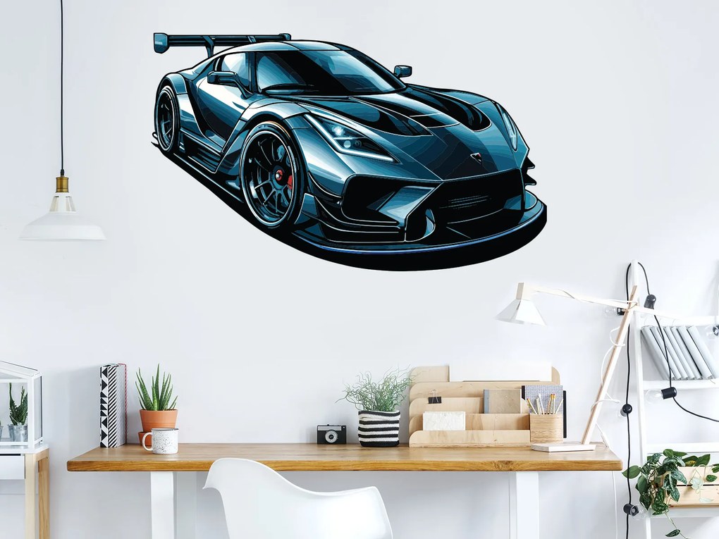 Modrý sporťák textilní přelepitelná samolepka na zeď arch 100 x 60 cm