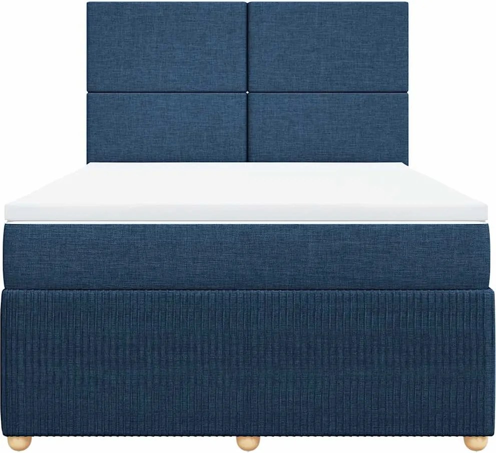 Box spring postel s matrací modrá 140x200 cm textil 3292078