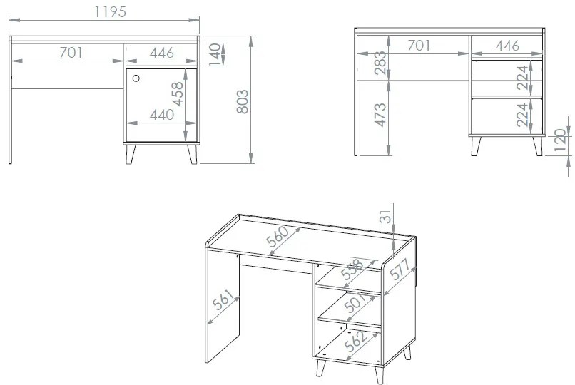 Psací stůl do dětského pokoje OLIVIA - béžový / šedý
