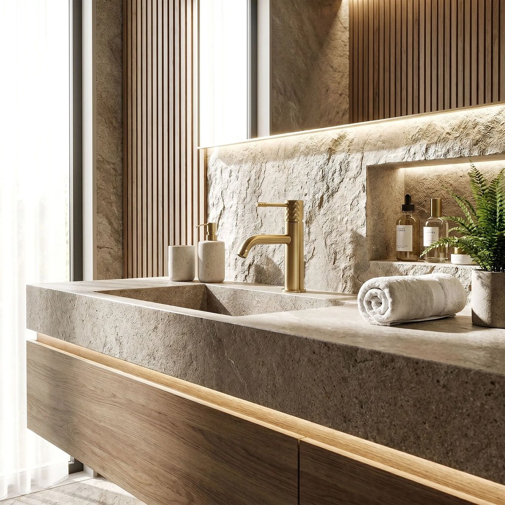 Rea Lungo Diamond, umyvadlová baterie h-190, zlatá matná, REA-B9843