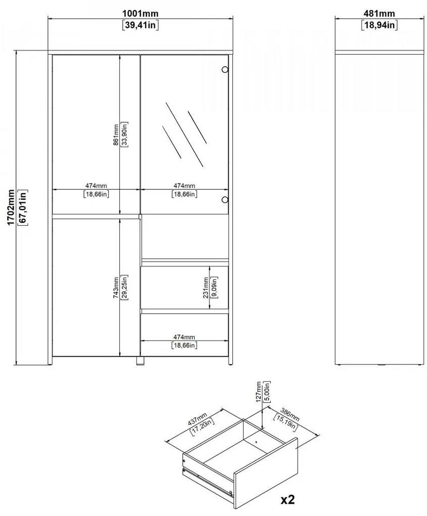 Tvilum Vitrína Nerea 317 jackson hickory/bílý lesk