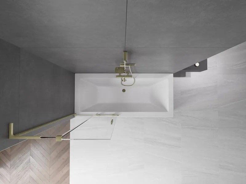 Mexen Velar L, 2-křídlová posuvná vanová zástěna 80 x 150 cm, 8mm čiré sklo, zlatý matný profil, 896-080-003-01-55