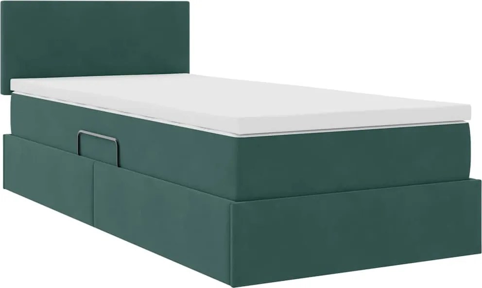 Postel s úložným prostorem Tmavě zelená 90 x 200 cm samet 3370674