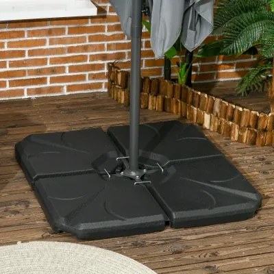 Outsunny základní závaží pro stojany na slunečník, naplnitelné vodou a pískem, plast, 103D x 103Š x 8,3V cm, černý