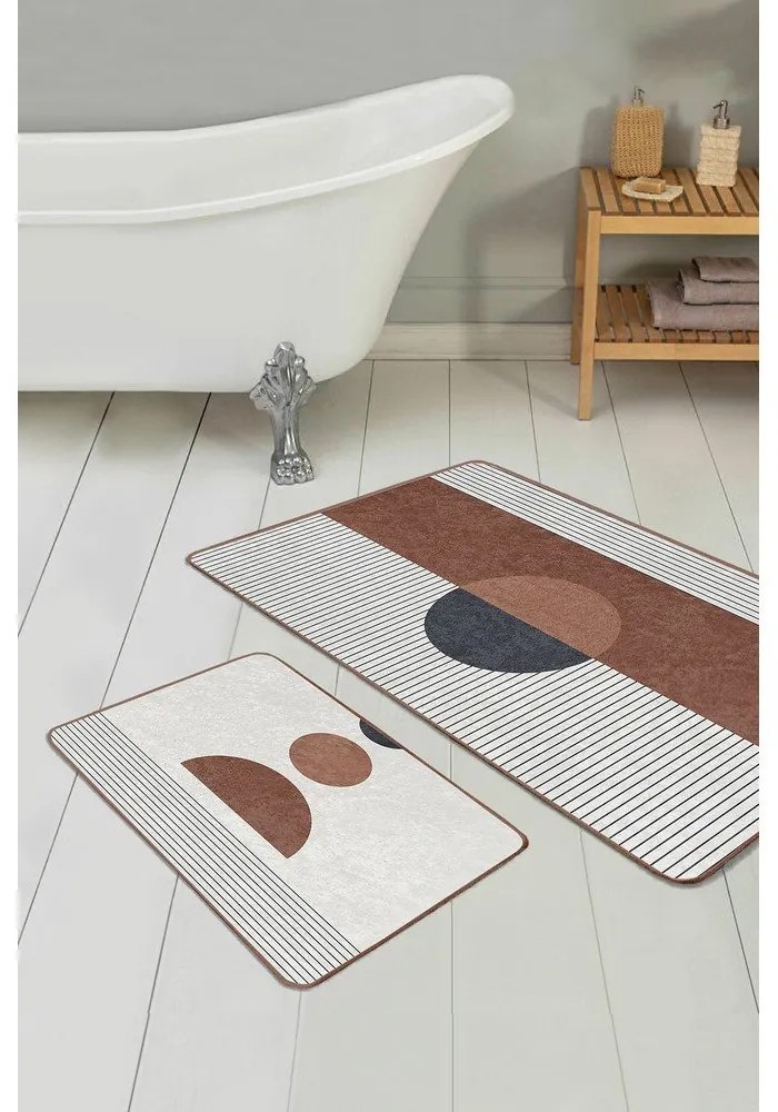 Bílo-hnědé koupelnové předložky v sadě 2 ks 60x100 cm – Mila Home